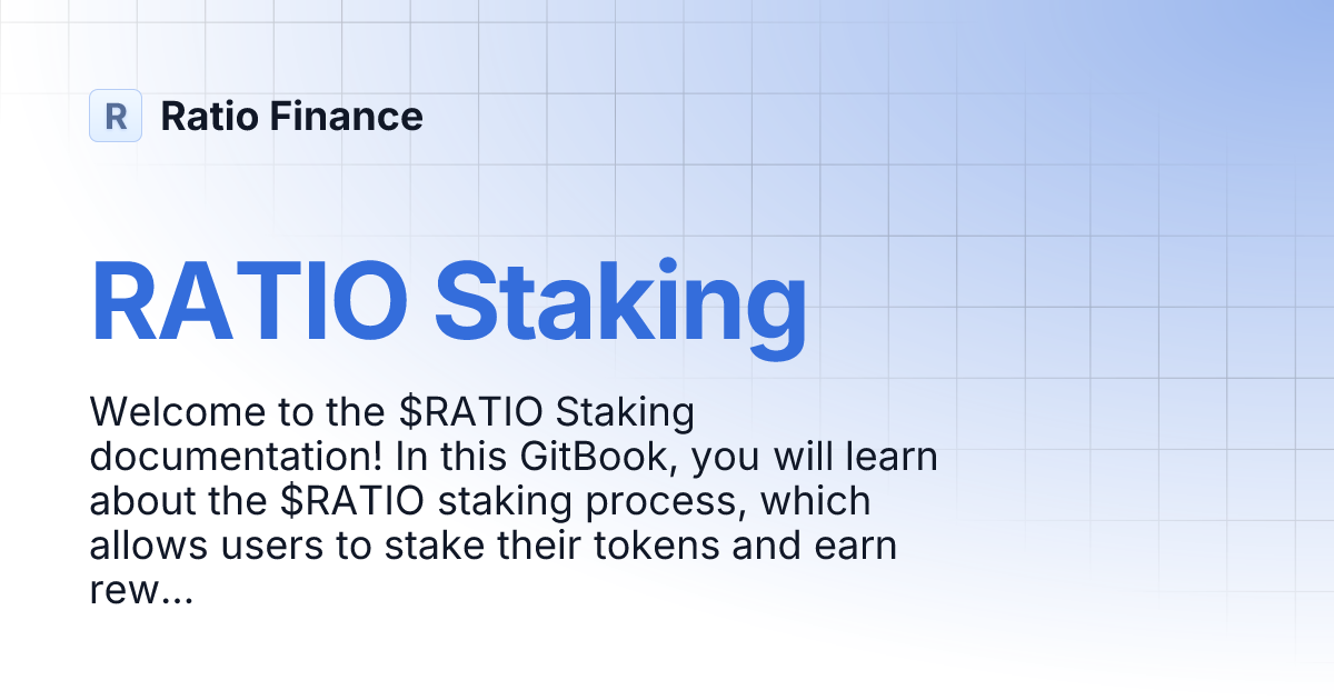 RATIO Staking | Ratio Finance
